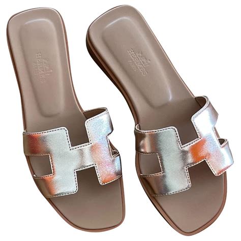 Hermès Oran sandals Beige Golden Bronze Leather ref 350073 Joli Closet