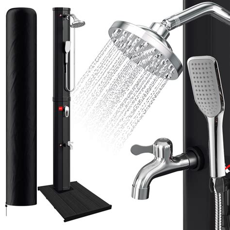 Douche de jardin solaire de luxe avec pomme de douche à main 60L Avec