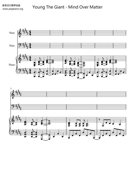 Young The Giant Mind Over Matter 琴谱五线谱pdf 香港流行钢琴协会琴谱下载 ★