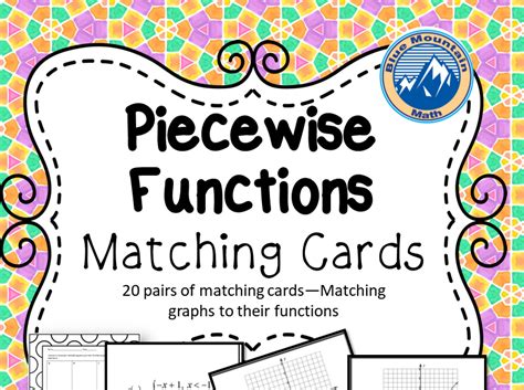 Piecewise Functions Matching Card Set Teaching Resources