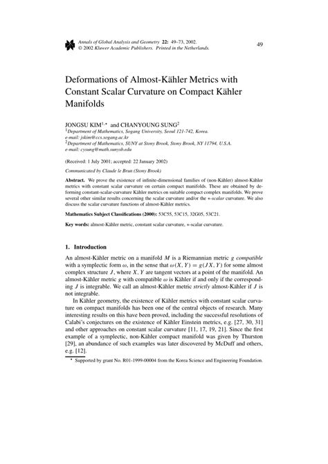 Pdf Deformations Of Almost Kähler Metrics With Constant Scalar