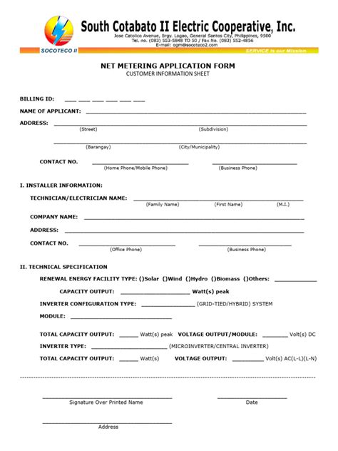 Net Metering Application Form Pdf