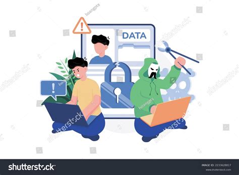 Hacker Stealing User Data Illustration Concept Stock Vector Royalty