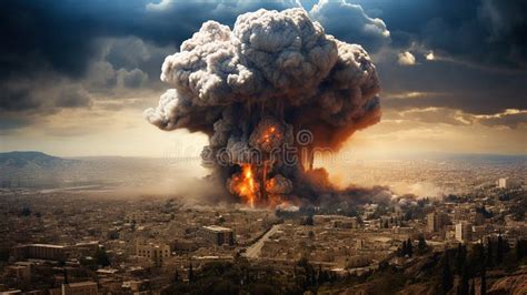 Big Explosion On The Background Of The City Stock Illustration