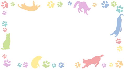 猫のシルエットと足跡のフレーム パステルカラー フリー素材サイトギャラリーハウス