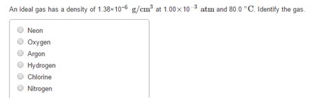 Solved An Ideal Gas Has A Density Of X G Cm At Chegg Com