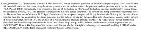 Solved 3 Text Problem 8 22 Superheated Steam At 8 Mpa And 480 C Leaves The Steam Generator Of