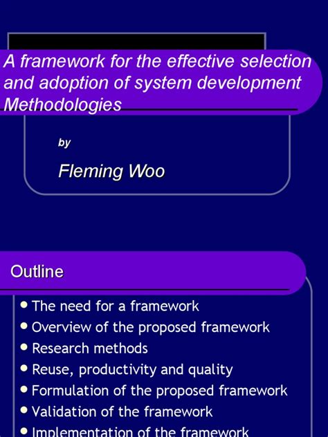 A Framework For The Effective Selection And Adoption Of System Development Methodologies Pdf