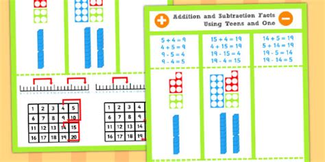 FREE Addition And Subtraction Facts Using Tens And One 1 And 2 Poster