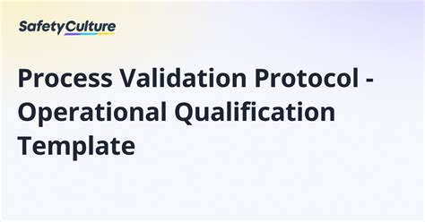 Process Validation Protocol Operational Qualification Template Free Template