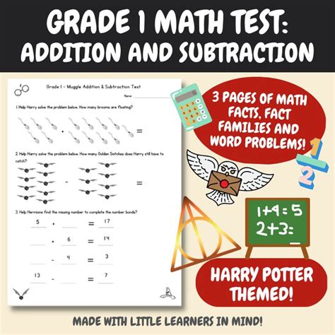 Harry Potter Math Grade 1 Math Tests Addition And Subtraction Test Grade 1 Addition And
