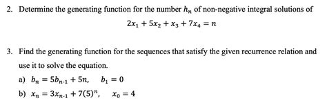 Solved Determine The Generating Function For The Number Chegg