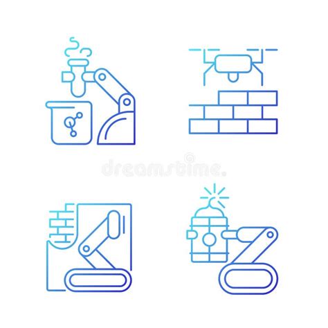 Automation In Different Industries Gradient Linear Vector Icons Set