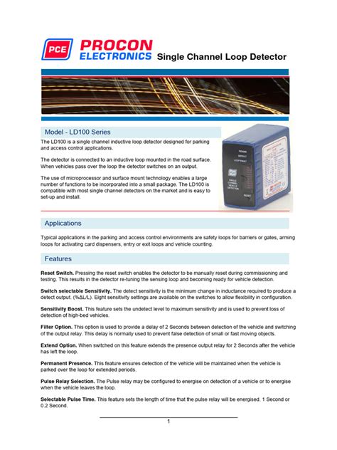 Procon Loop Detector Manual Pdf Relay Power Supply