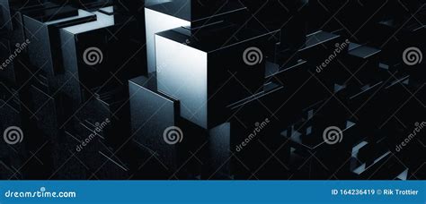 Abstract Geometric Black Cubes Blocks Background Stock Illustration