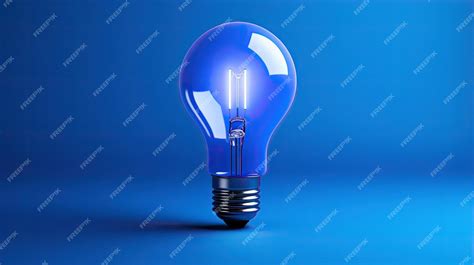 Premium Photo A Blue Light Bulb With A Glowing Light On The Bottom