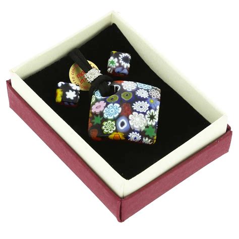 Murano Glass Necklace And Earrings Sets Murano Glass Millefiori