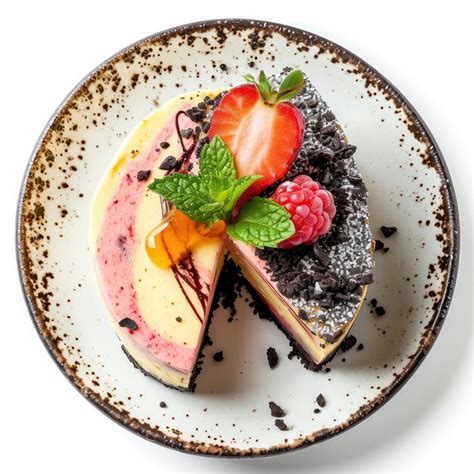 Premium Photo Illustration Plating Of Cake Slice On Clear White Canvas