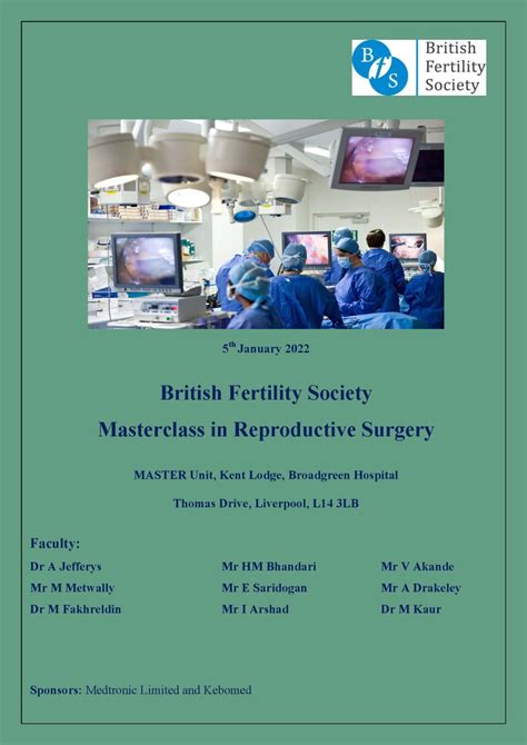 Bfs Masterclass In Reproductive Surgery British Fertility Society