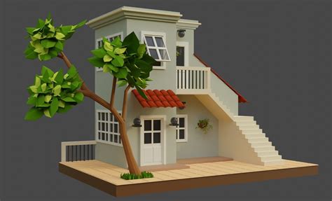 3d Model Low Poly Tiny House Vr Ar Low Poly Cgtrader