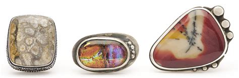Lot 503 Group Of 6 Silver Rings Incl Fossils Quartz Case Auctions