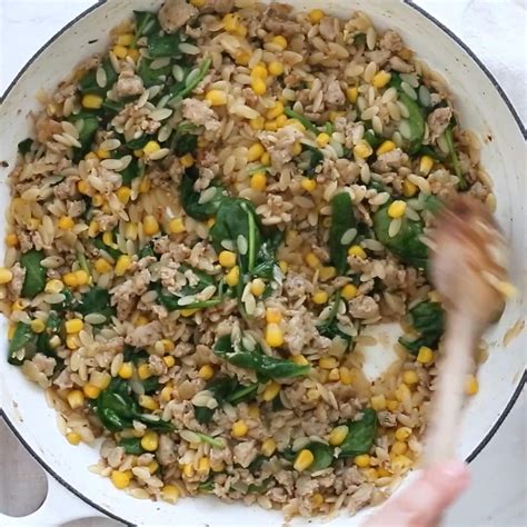 One Pot Orzo With Sausage Spinach And Corn Artofit