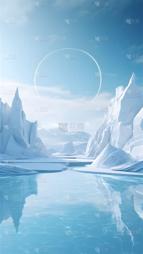 小雪节气冬季冬天通用冰山冰川虚拟场景背景