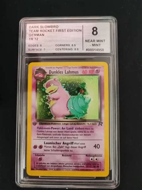 POKEMON KARTE DUNKLES Lahmus 1 Edition Holo Team Rocket NM MINT EUR 120