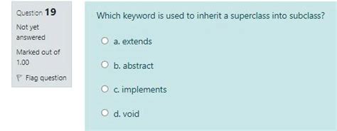 solved question 19 which keyword is used to inherit a