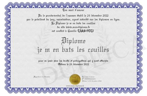Diplome Je M En Bats Les Couilles