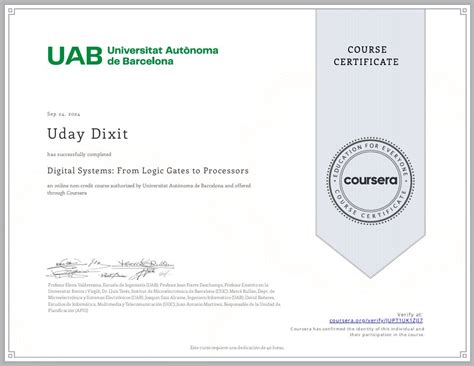Uday Dixit On Linkedin Coursera Digitalsystems Computerarchitecture Continuouslearning