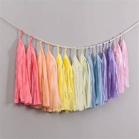 Pastel Rainbow Handcut Tassel Garland By Bubblegum Balloons