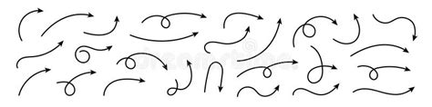 Collection Hand Drawn Arrows Set Simple Curved Arrows Isolated On