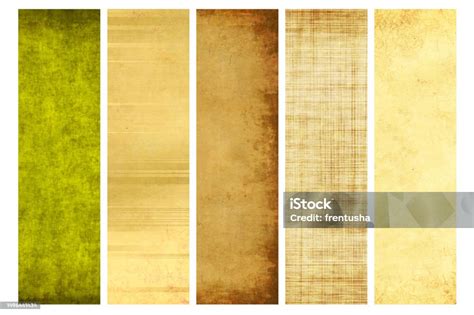 오래된 종이 질감과 스트립이 있는 복고풍 패턴이 있는 수직 또는 수평 배너 세트 그런지 종이 재료가 있는 빈티지 배경 0명에 대한 스톡 사진 및 기타 이미지 Istock
