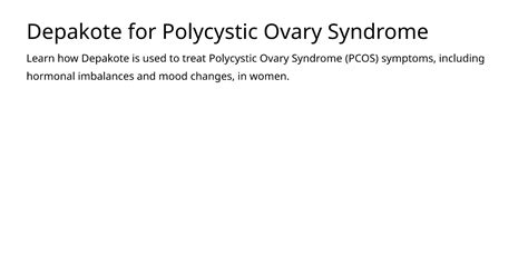 Depakote For Polycystic Ovary Syndrome Meds Is