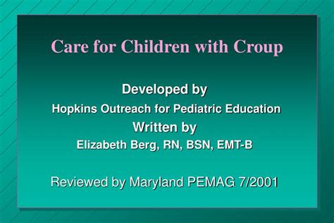 Ppt Maryland Pre Hospital Protocol For Croup Powerpoint Presentation Id 989182