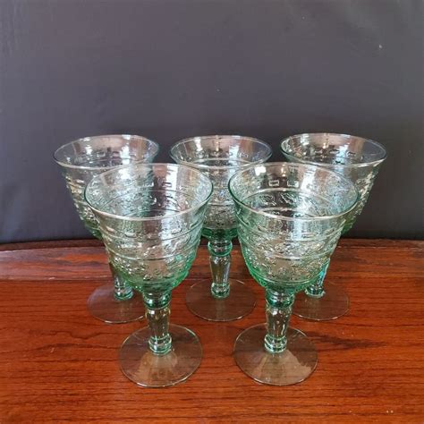 Mikasa Tender Leaves 12 Oz Water Goblets Glasses Green Etsy