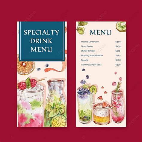 Mẫu Mẫu Menu Với Khái Niệm đồ Uống Giải Khát Hình ảnh Chuyên Nghiệp