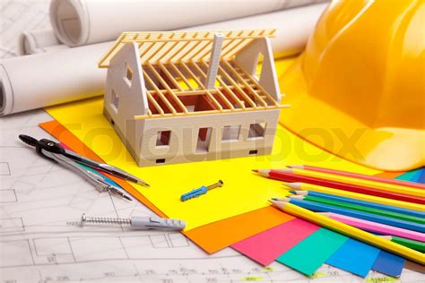 Blueprints And Projects Of Building Stock Image Colourbox
