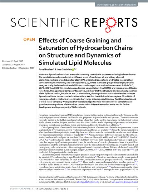 Pdf Effects Of Coarse Graining And Saturation Of Hydrocarbon Chains