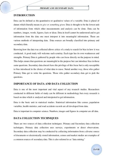 Primary And Secondary Data Worksheet