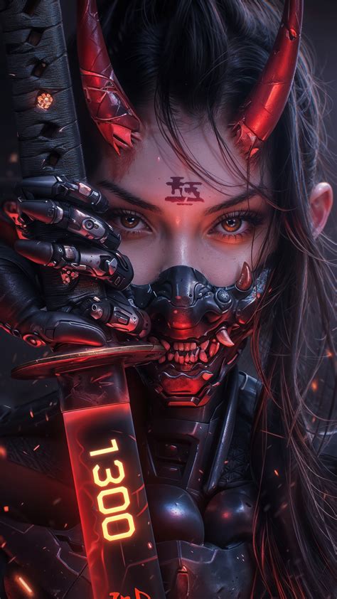 3735d Anime Girl Demon Horn Cyberpunk 4k Wallpaper Iphone Phone