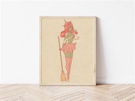Witch Pin Up Art Print Digital Download Art Etsy