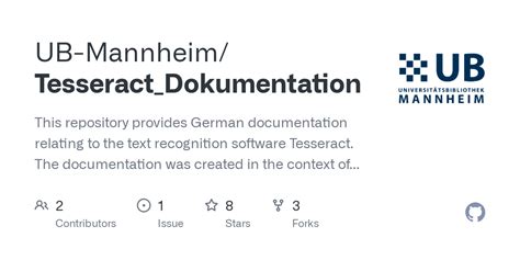 Github Ub Mannheimtesseractdokumentation This Repository Provides German Documentation