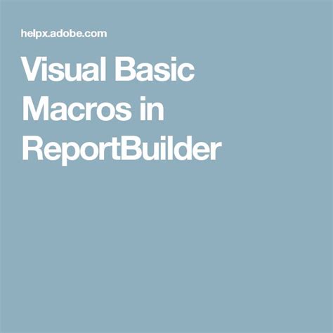 visual basic macros in reportbuilder macros basic visual