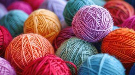 Colorful Wool Thread Balls Background Blue Thread Color Background