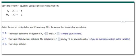 Solved Solve The System Of Equations Using Augmented Matrix