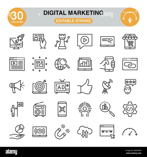 Digital Marketing Icon Set Editable Stroke Pixel Perfect Icon Set