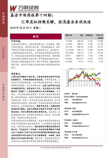 基金市场周报第十四期：汇率危机持续发酵，股混基金表现低迷