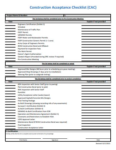 Free 33 Acceptance Checklist Samples In Pdf Ms Word